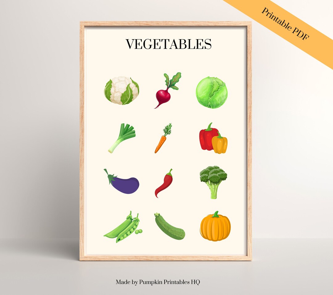 Poster Vegetables for Children Montessori Poster Learning Vegetables ...