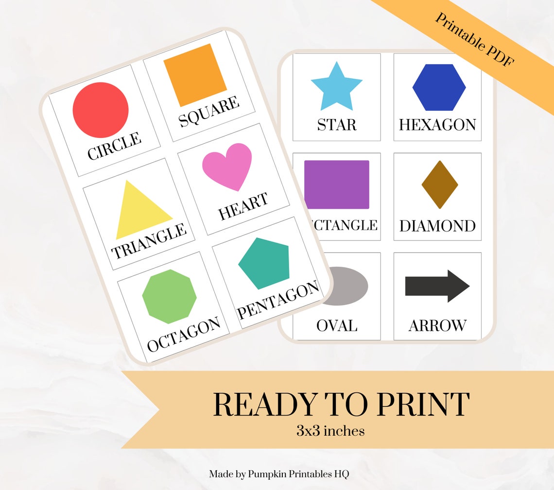 Flashcards Shapes for Kids Montessori Flashcards to Learn Shapes Pre ...