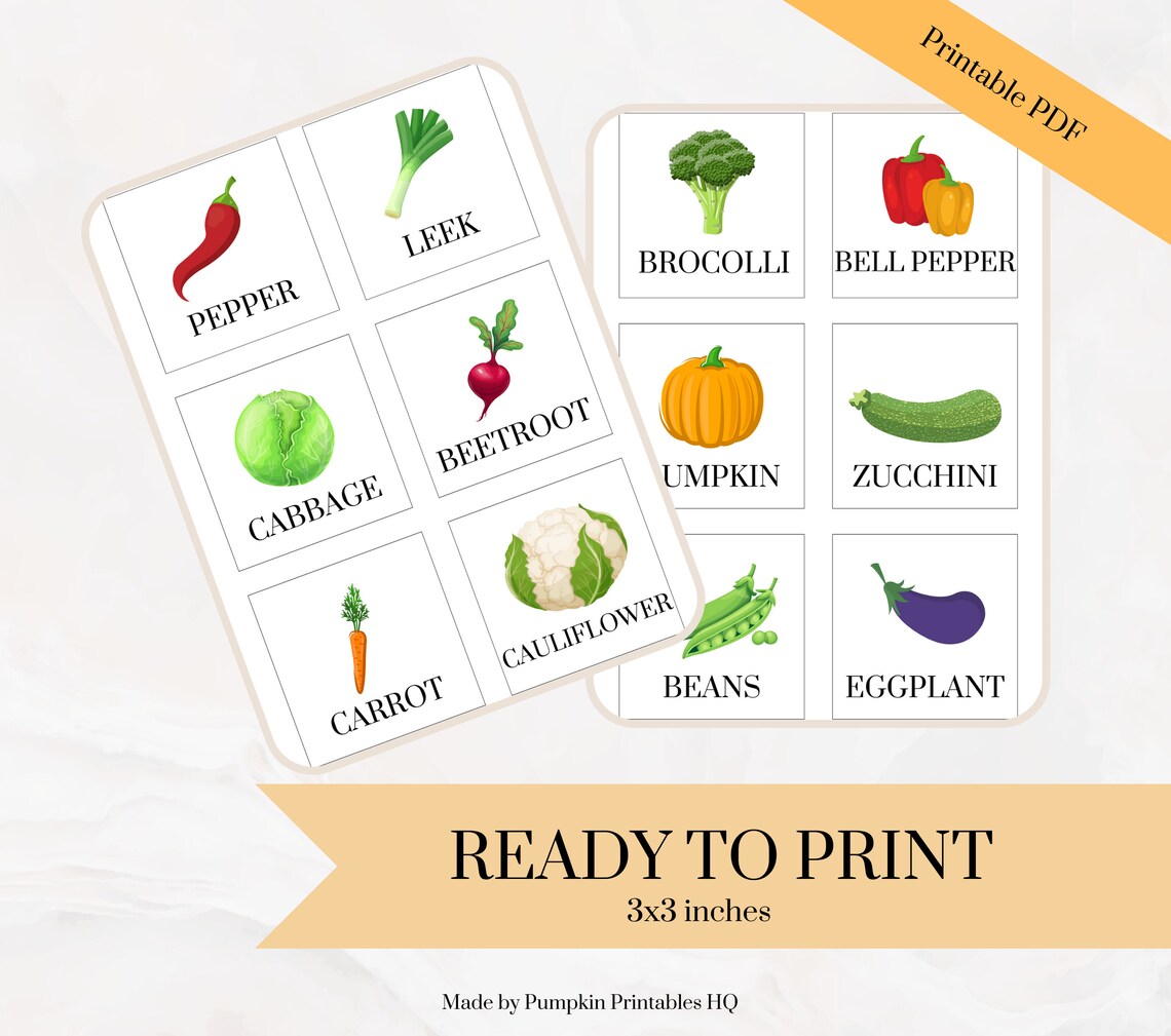 Flashcards Vegetable Cards Teaching Children Learning Vegetables ...