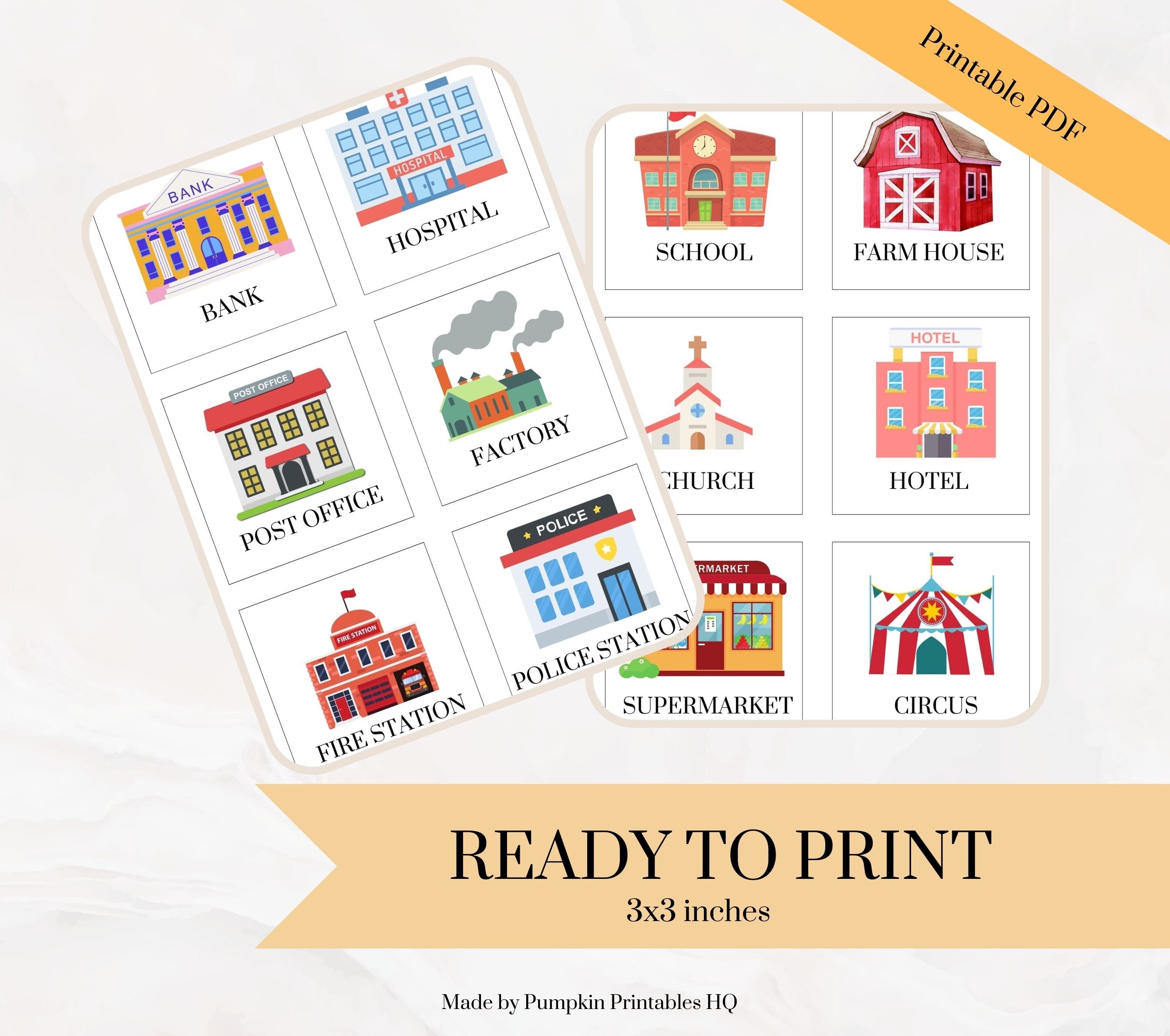 Flashcards Building Montessori Flashcards for Children Pre-school Cards ...