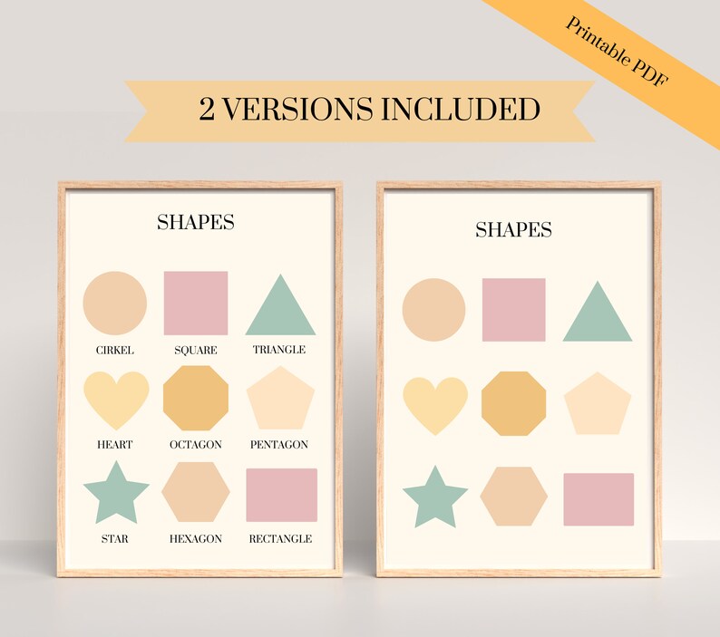 Poster Shapes Neutral Colors Educational Poster for Children Montessori ...