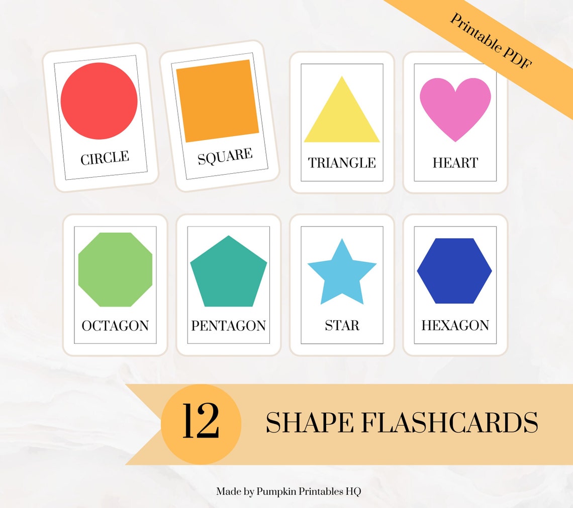 Flashcards Shapes for Kids Montessori Flashcards to Learn Shapes Pre ...