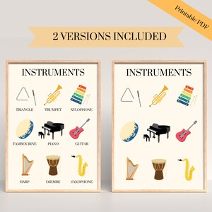 Poster Music Instruments for Children Montessori Poster Learning ...