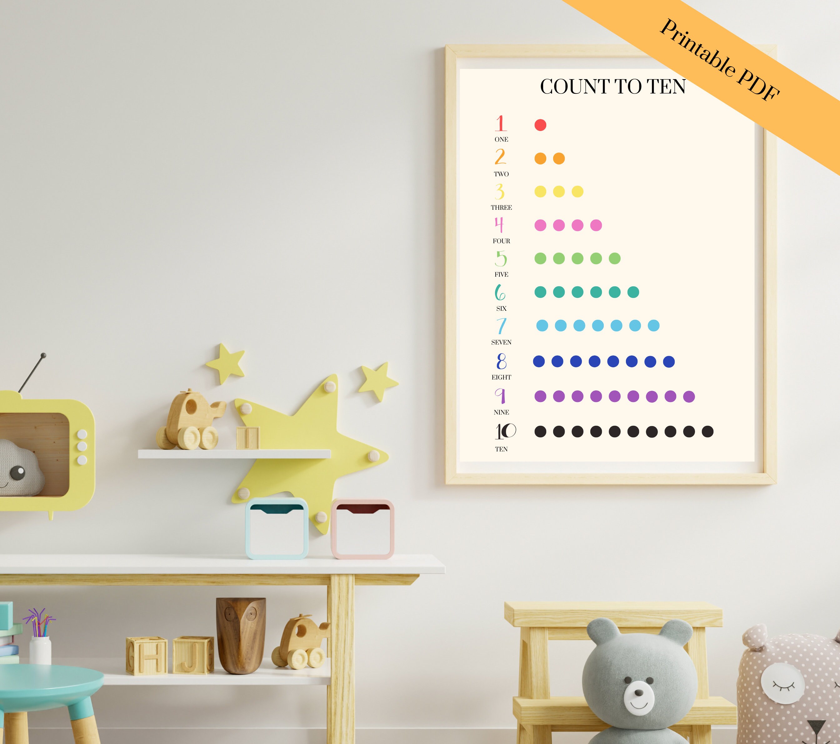 Poster Numbers Colors Educational Poster Montessori Poster Learning ...