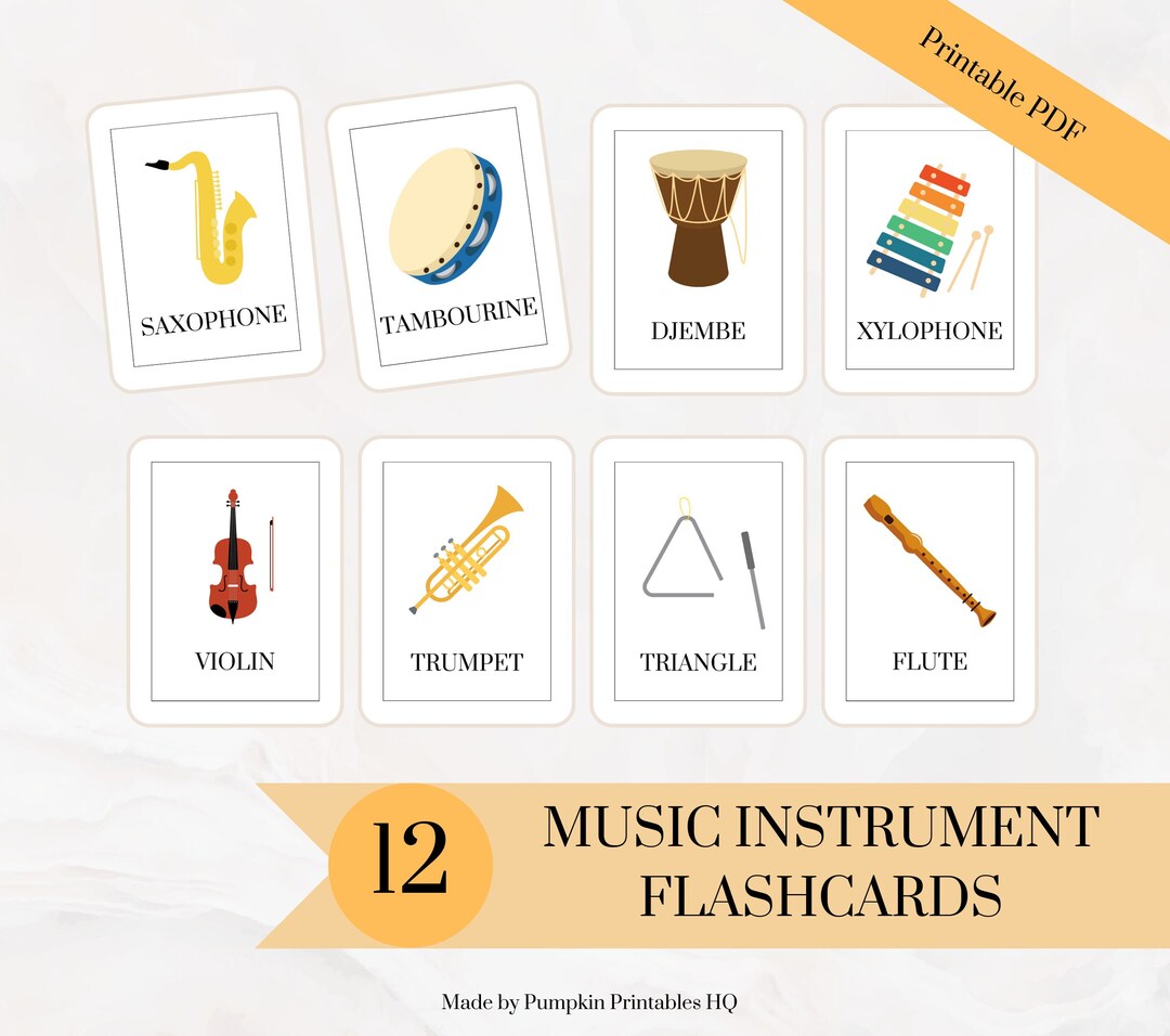 Flashcards Music Instruments Flashcards Montessori Cards Pre-school ...