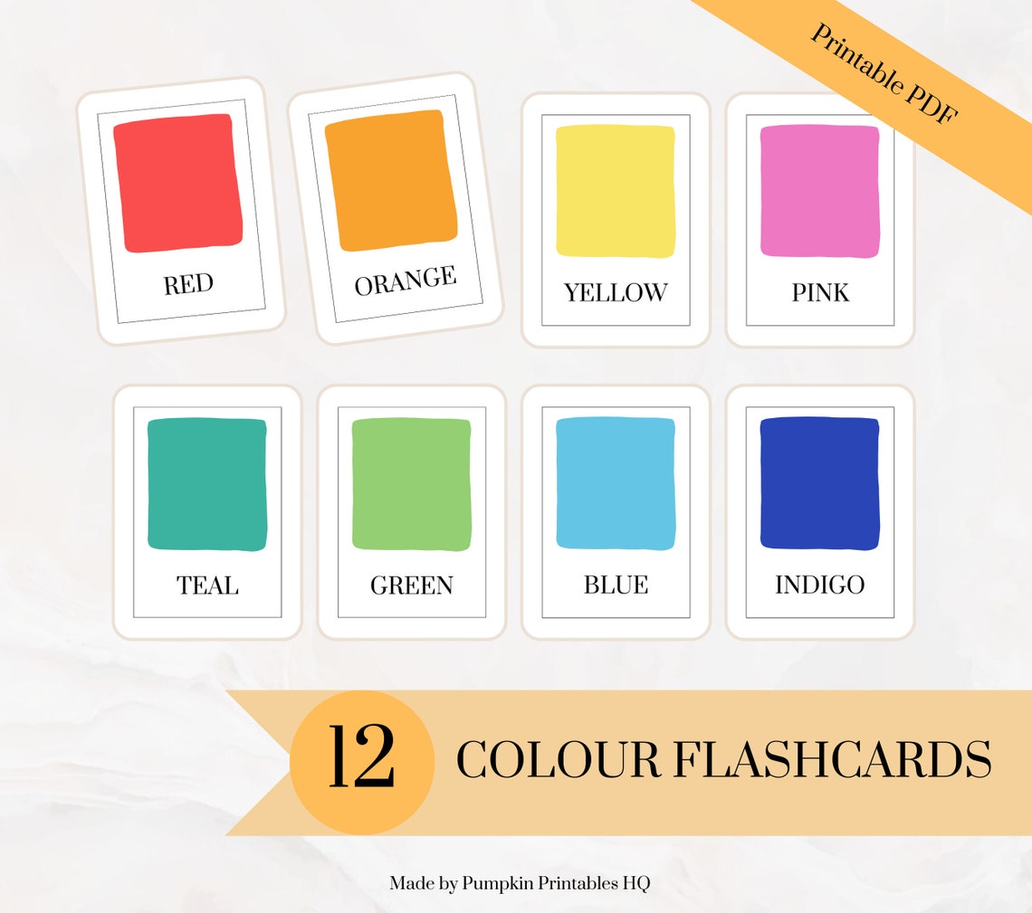 Flashcards Colors for Teaching Montessori Flashcards Pre-school Cards ...