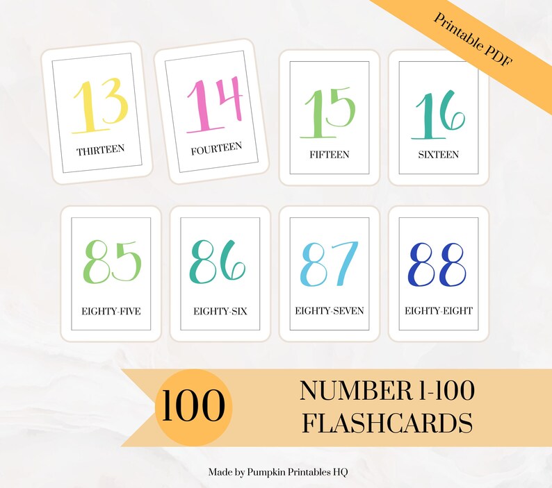 Flashcards Numbers 1-100 Learning Numbers Montessori Flashcards Pre ...