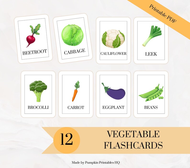 Flashcards Vegetable Cards Teaching Children Learning Vegetables ...