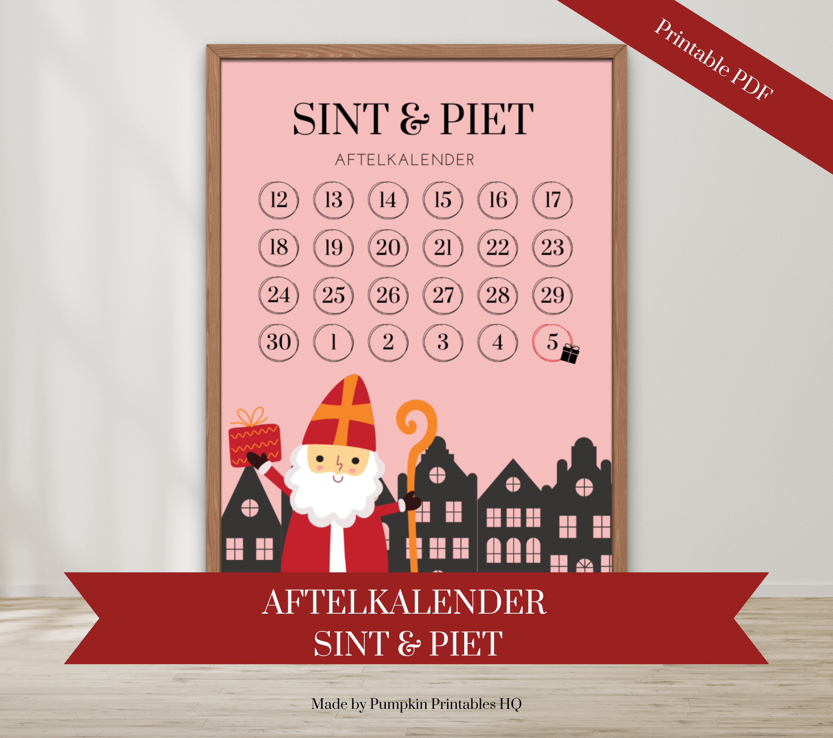 Aftelkalender Sinterklaas Pakjesavond Poster Voor Kinderen Sint En Piet ...