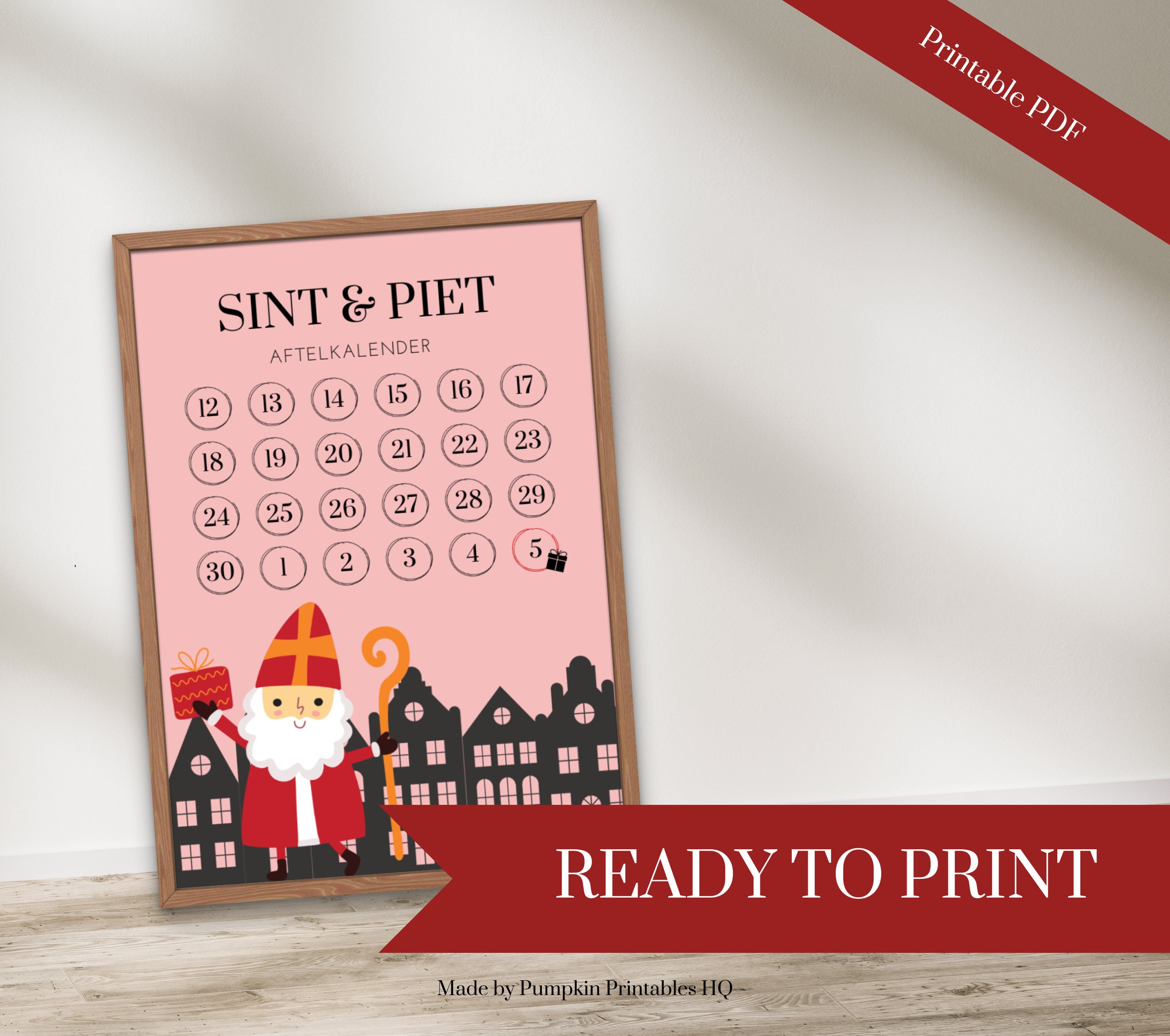 Aftelkalender Sinterklaas Pakjesavond Poster Voor Kinderen Sint En Piet ...
