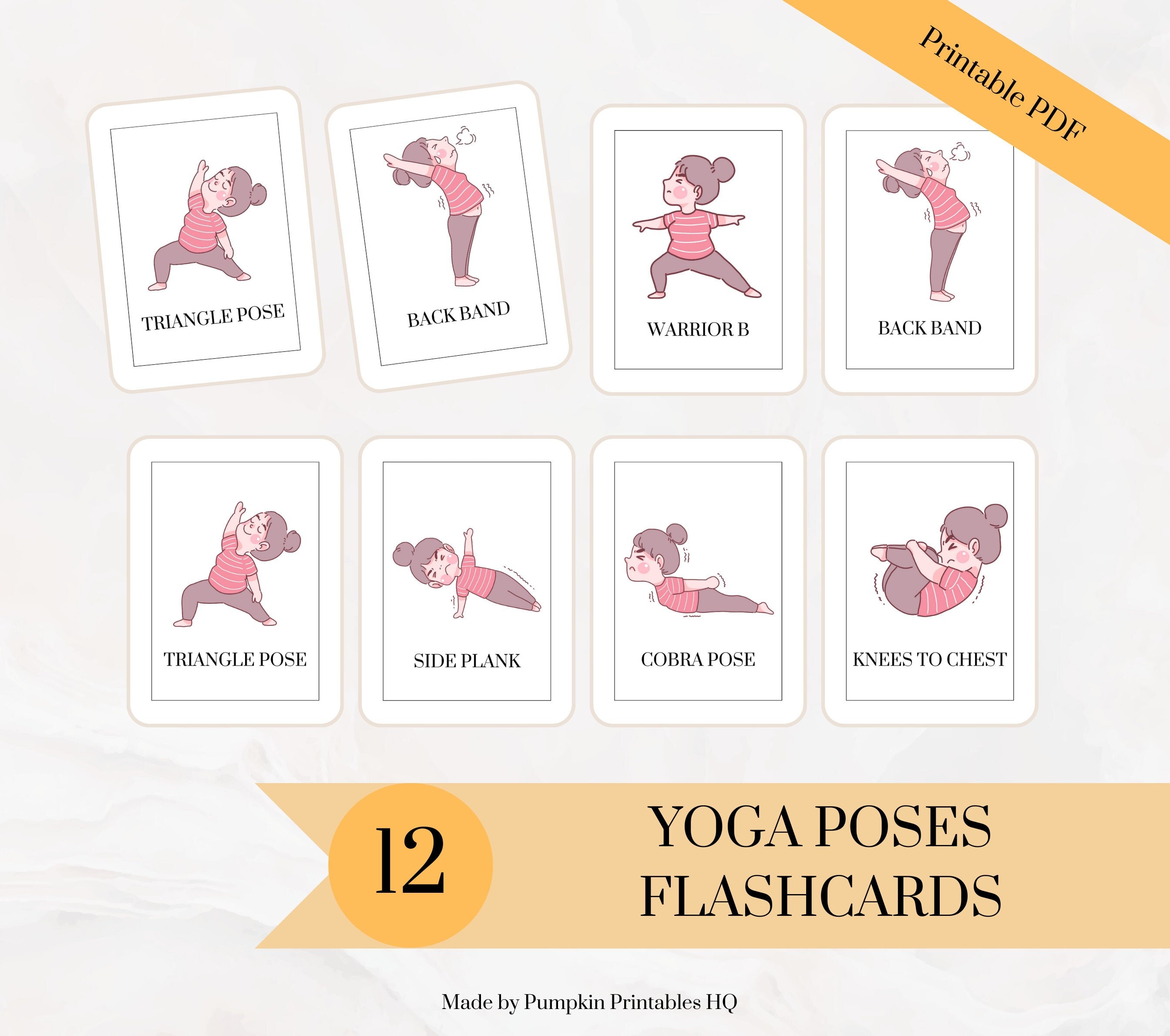 12 Yoga Poses Cards Yoga Poses Flashcards Montessori - Etsy