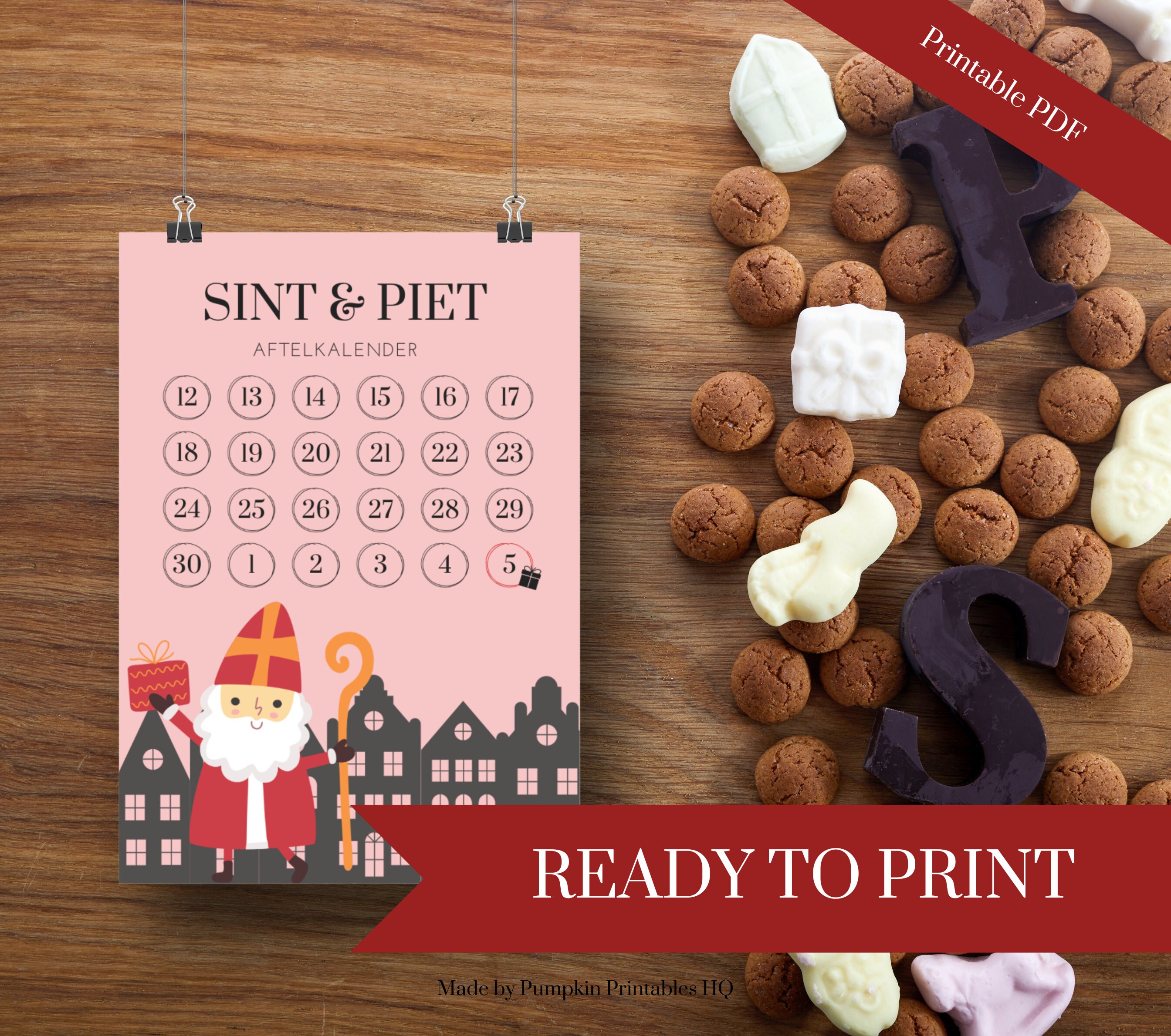 Aftelkalender Sinterklaas Pakjesavond Poster Voor Kinderen Sint En Piet ...