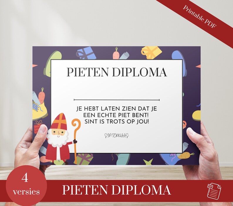 Pieten Diploma Sinterklaas Diploma Voor Kinderen Sinterklaasavond ...