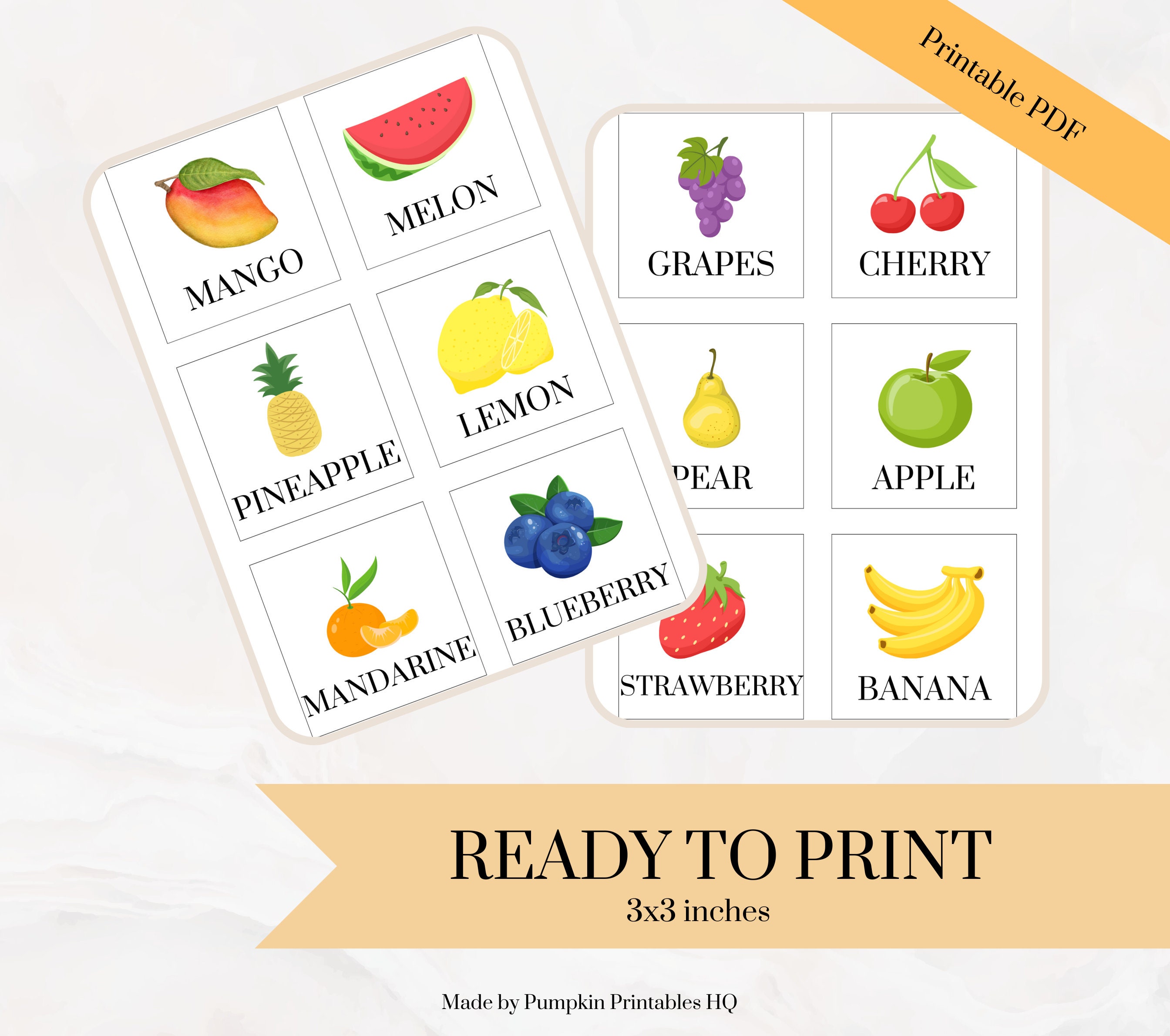 Poster Fruit Flashcards Fruits Educational Poster Montessori Healthy ...