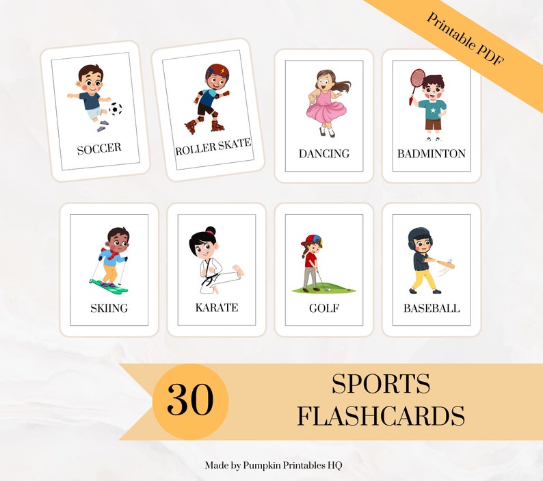Flashcards Sports Montessori Flashcards to Learn Sports Pre-school ...