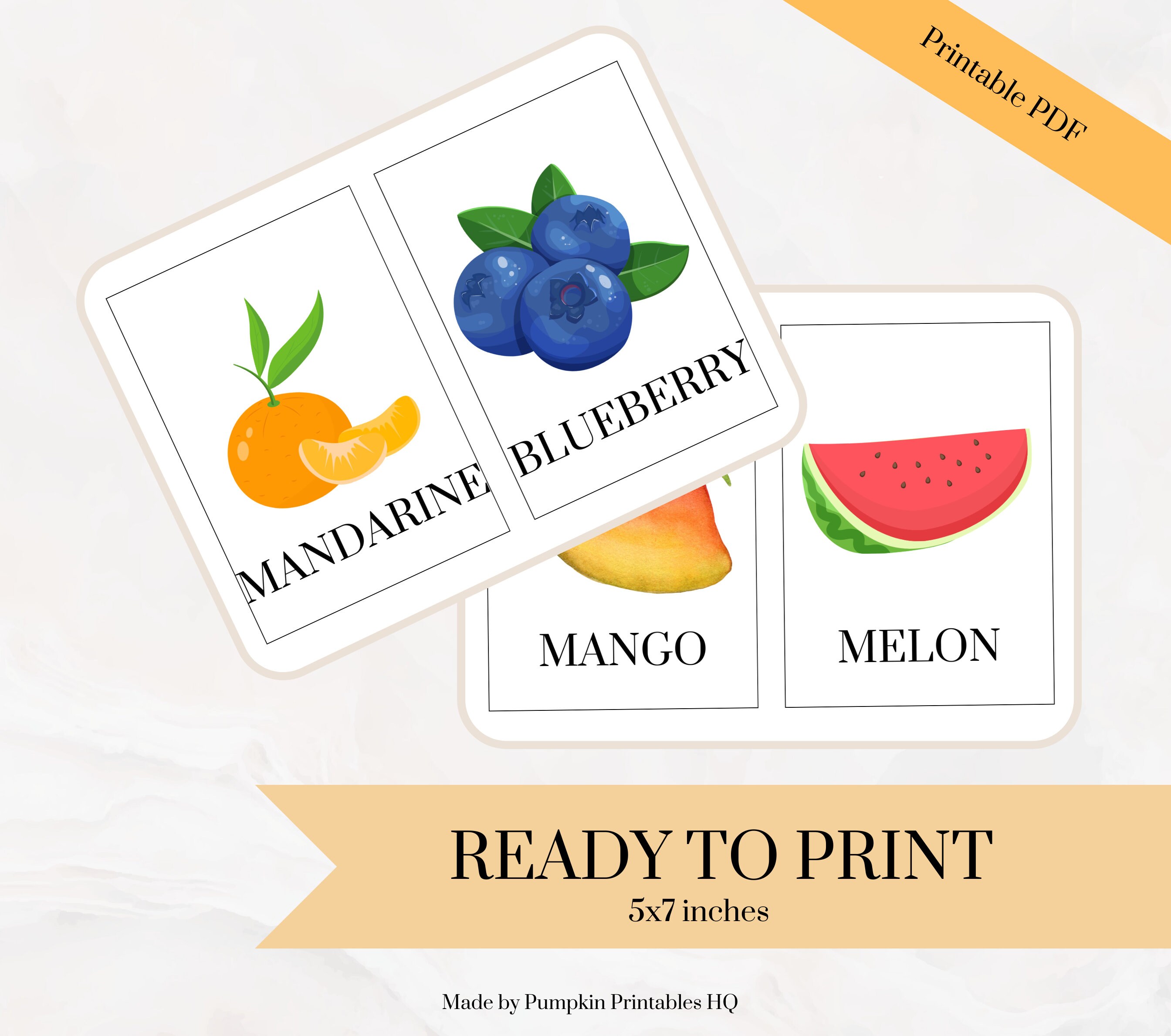 Flashcards Fruit Cards Montessori Flashcards for Teaching Fruits to ...