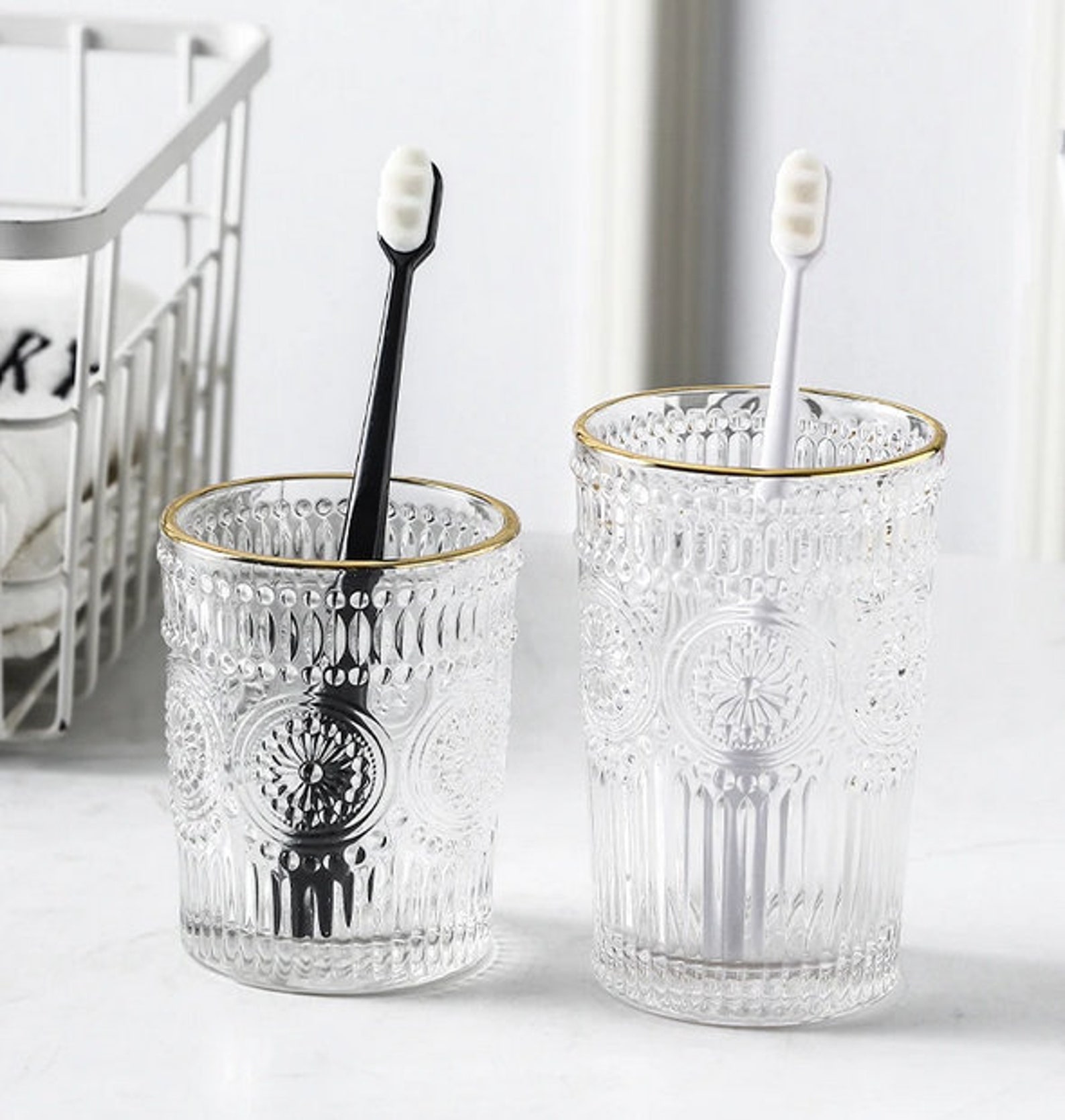 Bathroom Tumblers Glass Tooth Mug Washing Cup Personality Bathroom Set ...