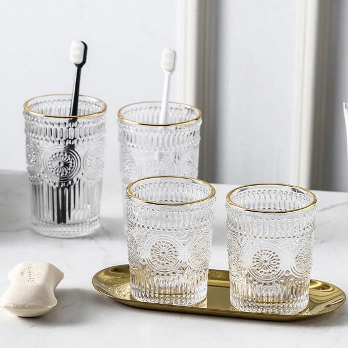 Bathroom Tumblers Glass Tooth Mug Washing Cup Personality Bathroom Set ...