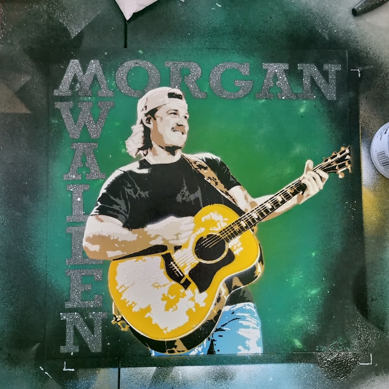 Morgan Wallen Painting green Glow in the Dark Spray Painting Country ...
