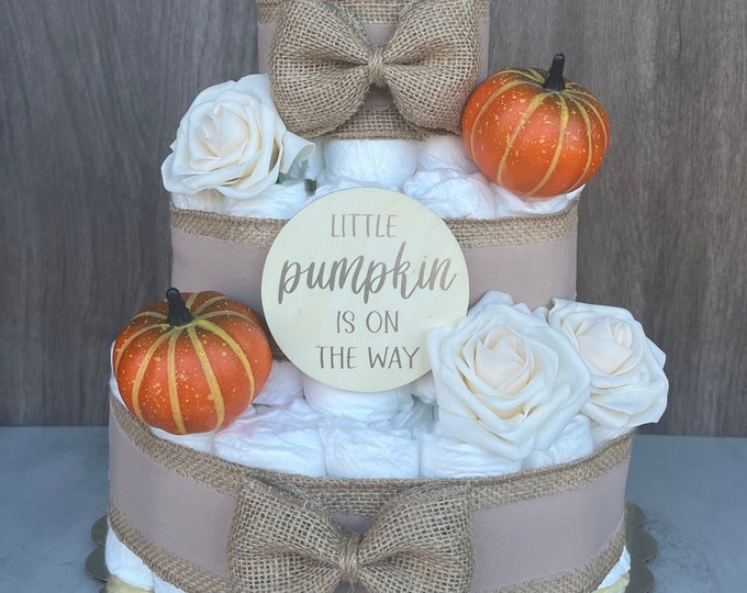 Little Pumpkin Diaper Cake Baby Shower Gift Gender Neutral Gift Baby ...