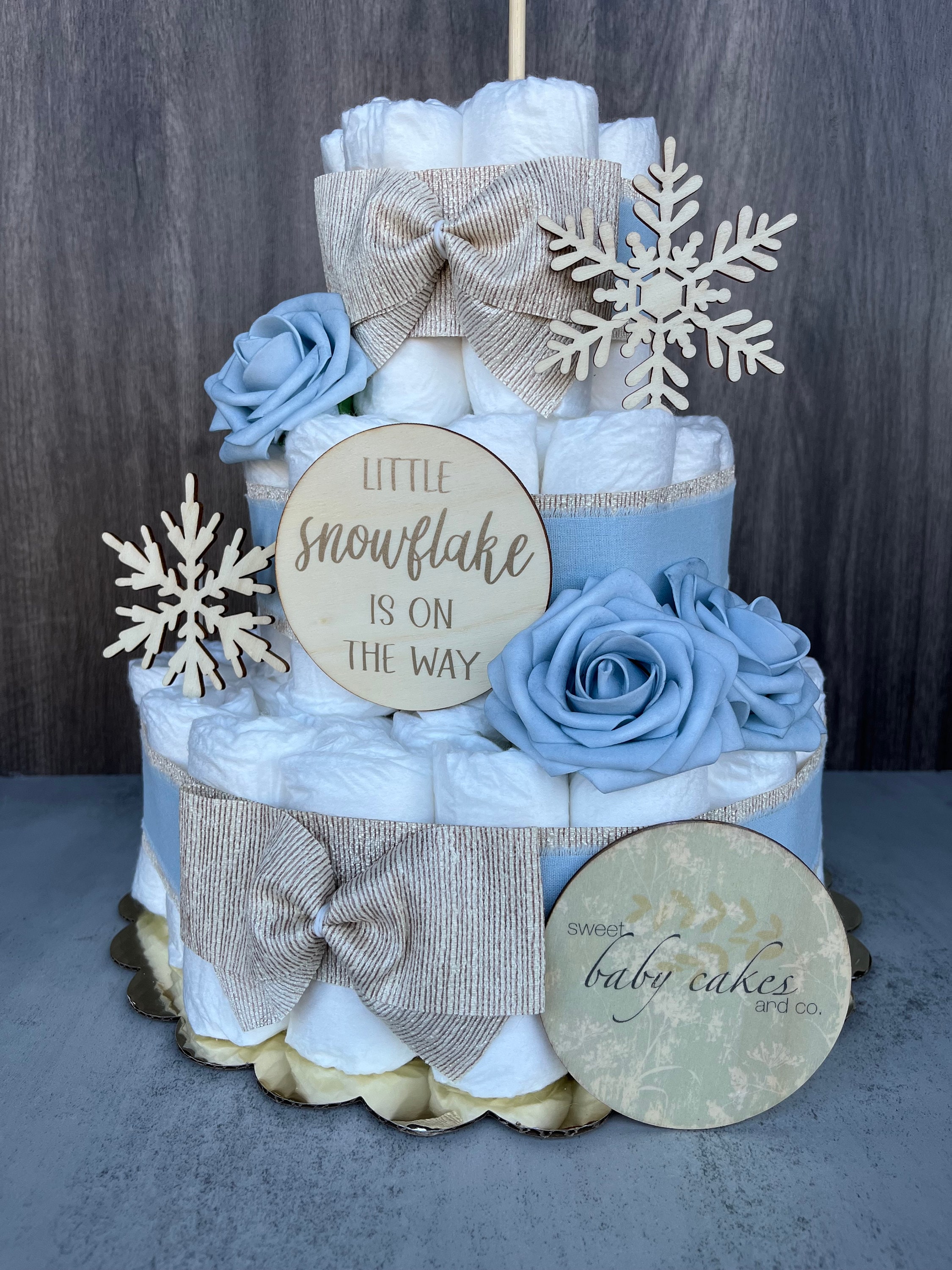 Little Snowflake Diaper Cake Baby Shower Gift Gender Neutral Gift Baby ...