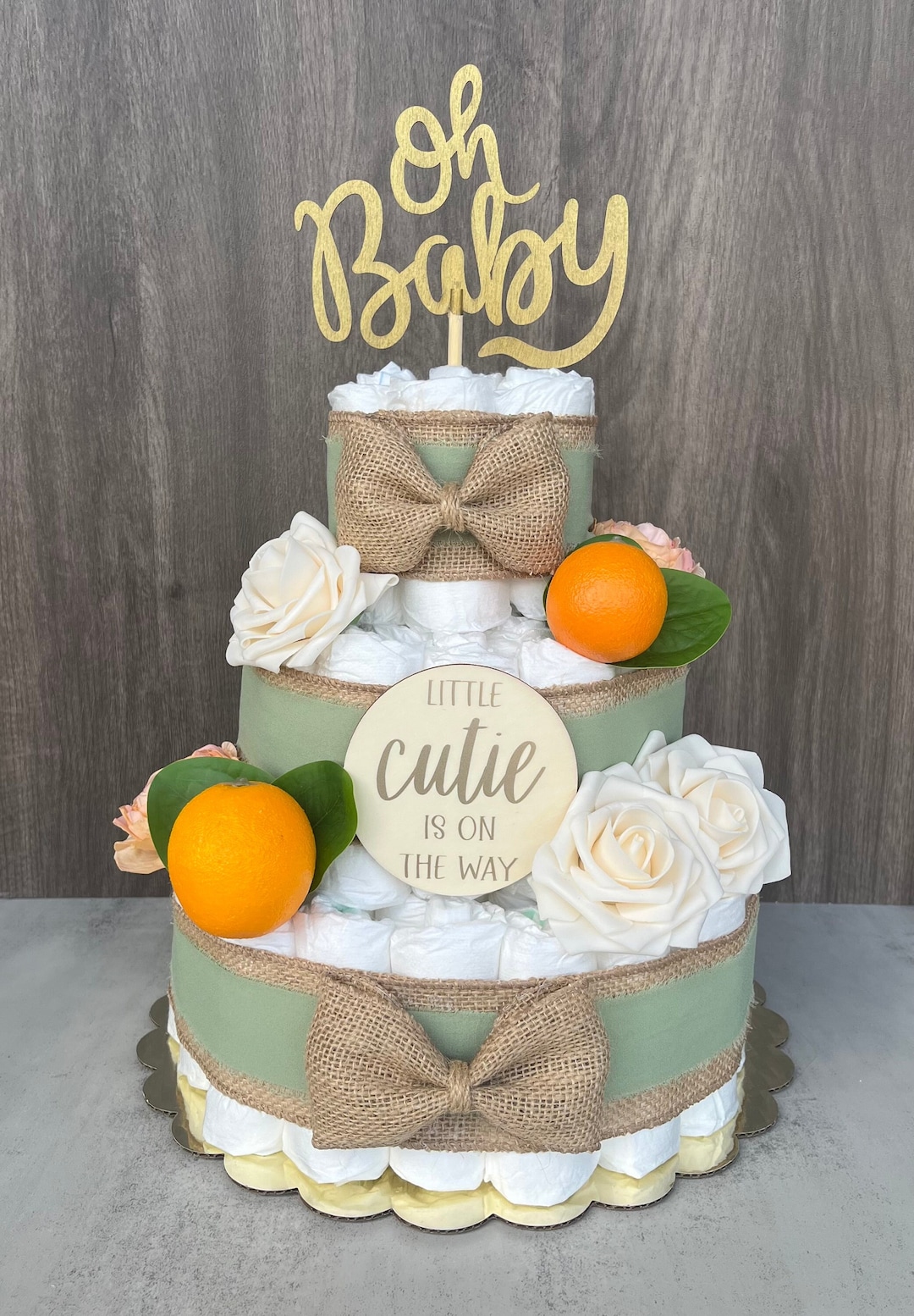Little Cutie Diaper Cake Baby Shower Gift Gender Neutral Baby Gift Baby ...
