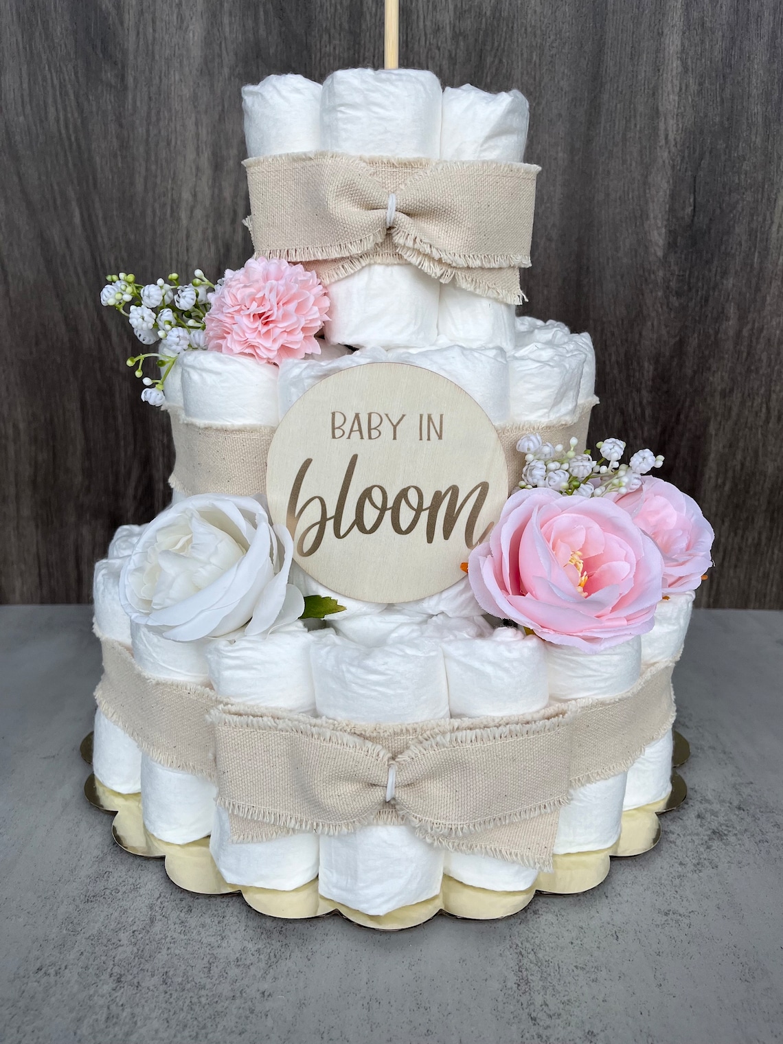 Baby in Bloom Diaper Cake Baby Shower Gift Baby Girl Gift Baby Shower ...