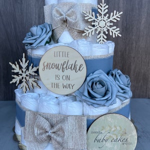 Little Snowflake Diaper Cake Baby Shower Gift Baby Boy Gift Baby Shower ...