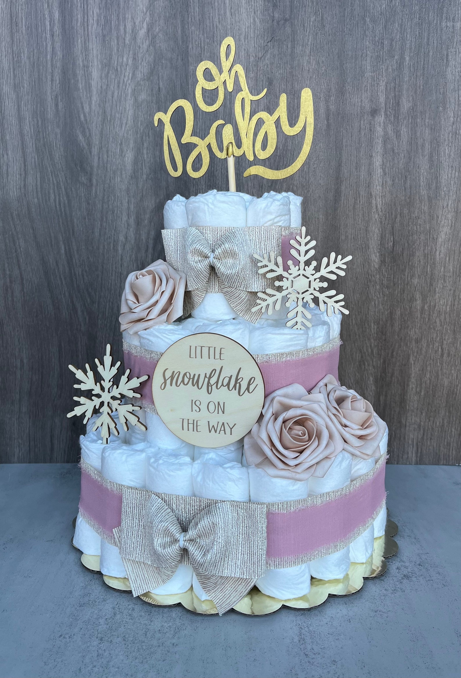 Little Snowflake Diaper Cake Baby Shower Gift Baby Girl Gift Baby ...