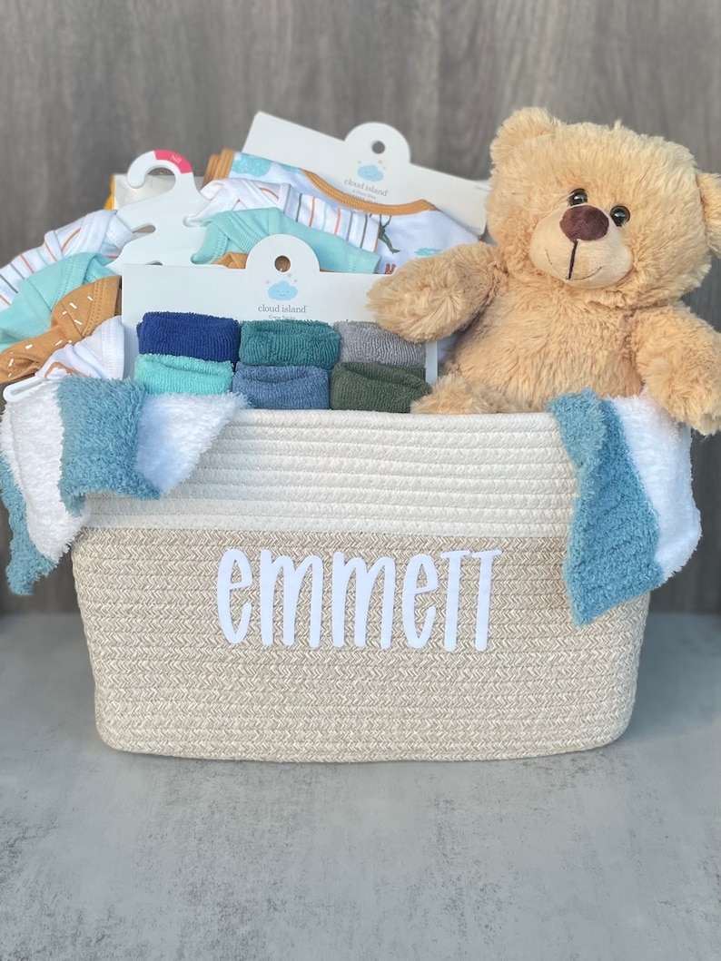 Personalized Basket Baby Shower Basket Custom Name Basket Custom Gift ...