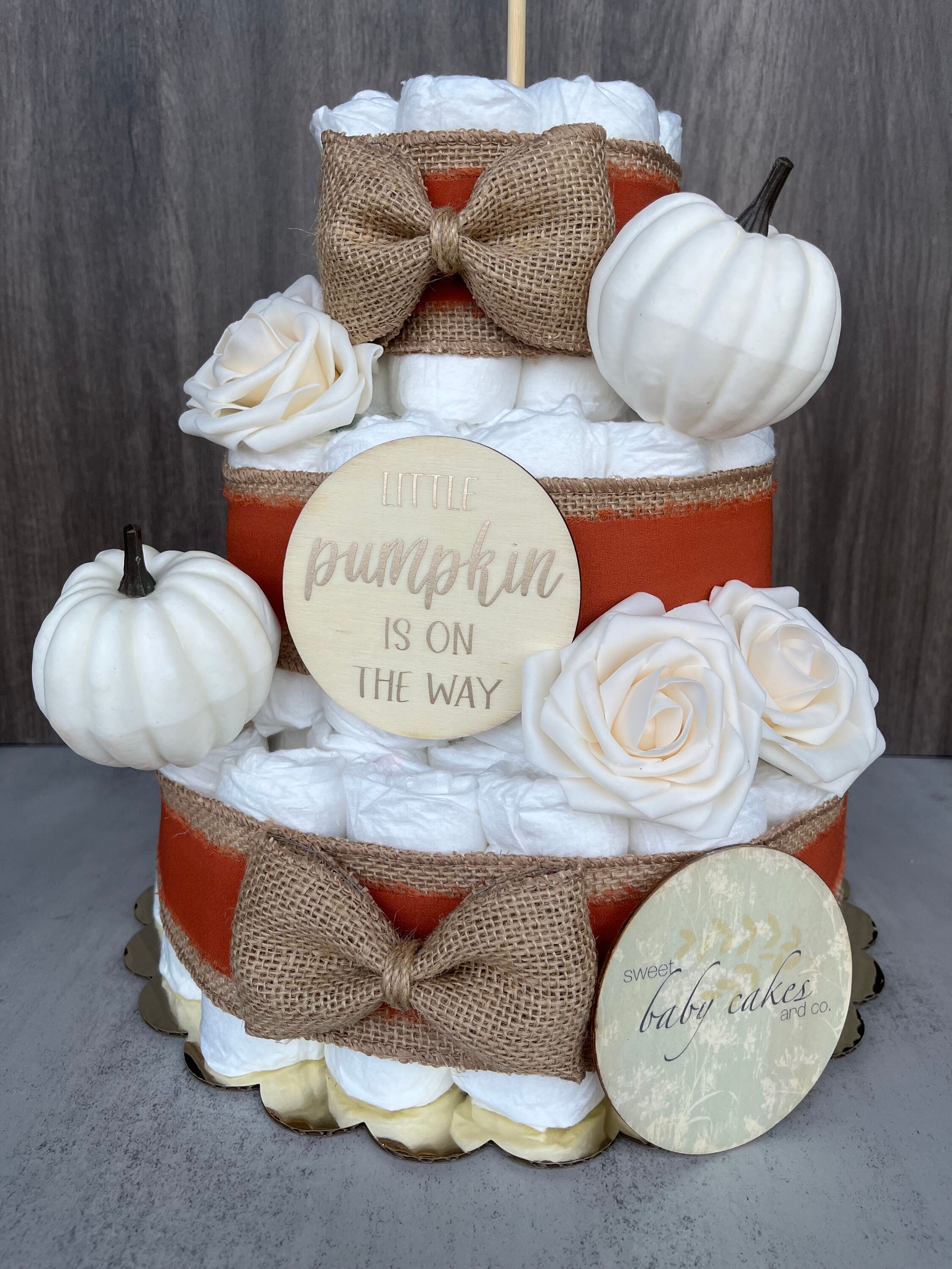 Little Pumpkin Diaper Cake Baby Shower Gift Gender Neutral Gift Baby ...