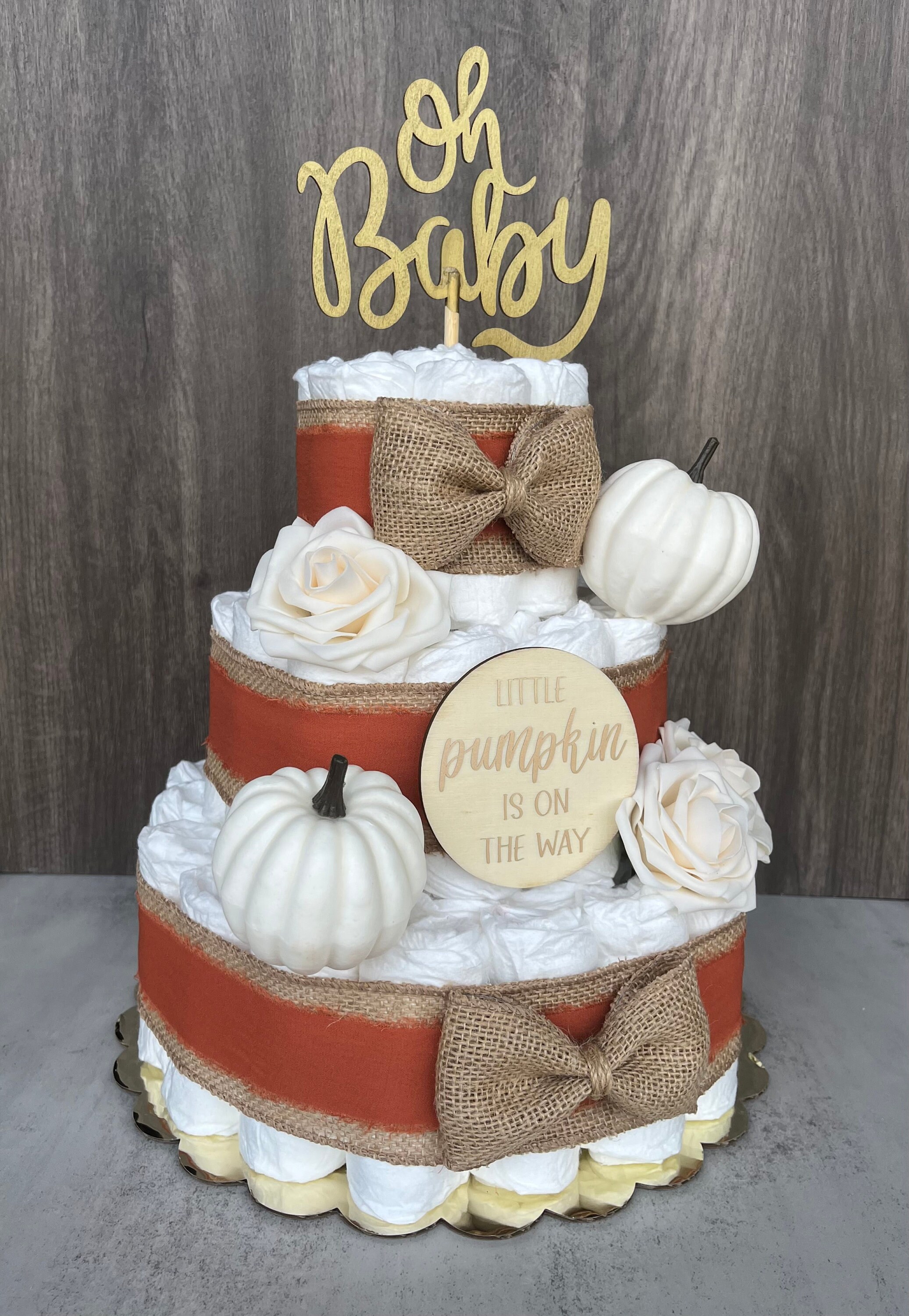 Little Pumpkin Diaper Cake Baby Shower Gift Gender Neutral Gift Baby ...