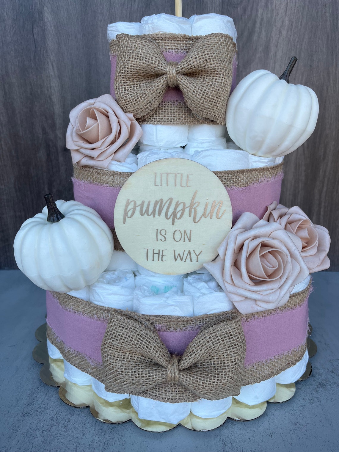 Little Pumpkin Diaper Cake Baby Shower Gift Baby Girl Gift Baby Shower ...