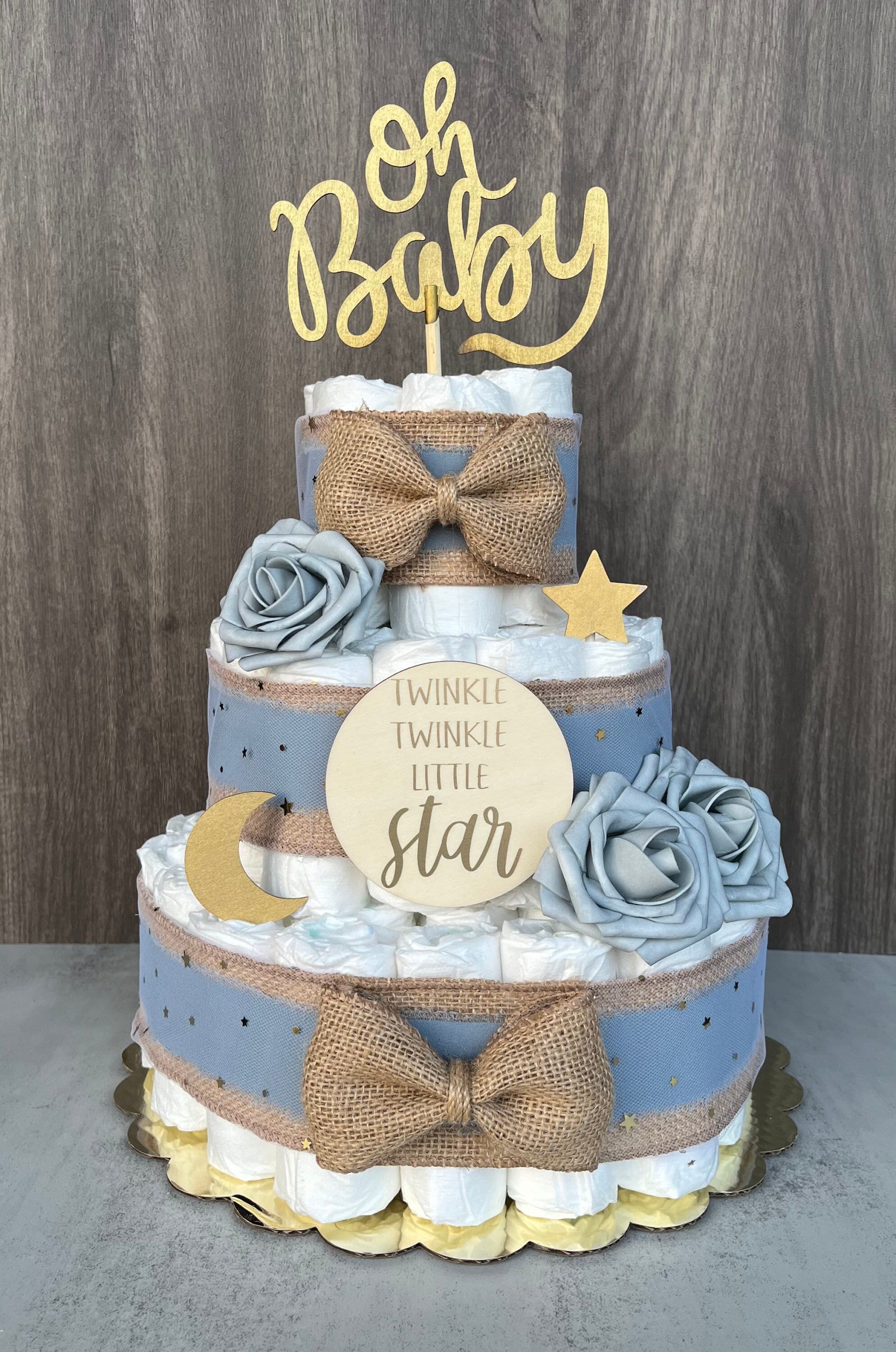 Moon and Stars Diaper Cake Baby Shower Gift Baby Boy Gift Baby - Etsy