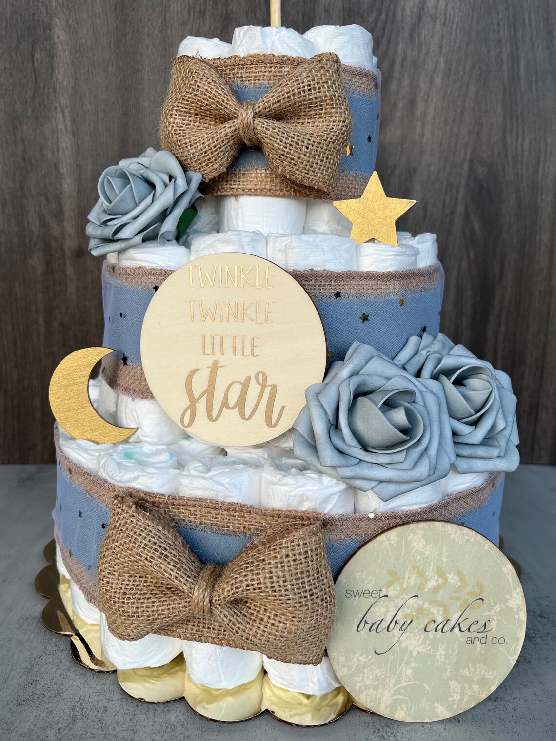 Moon and Stars Diaper Cake Baby Shower Gift Baby Boy Gift Baby - Etsy