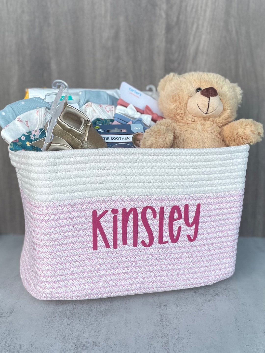 Personalized Basket Baby Shower Basket Custom Name Basket Custom Gift ...