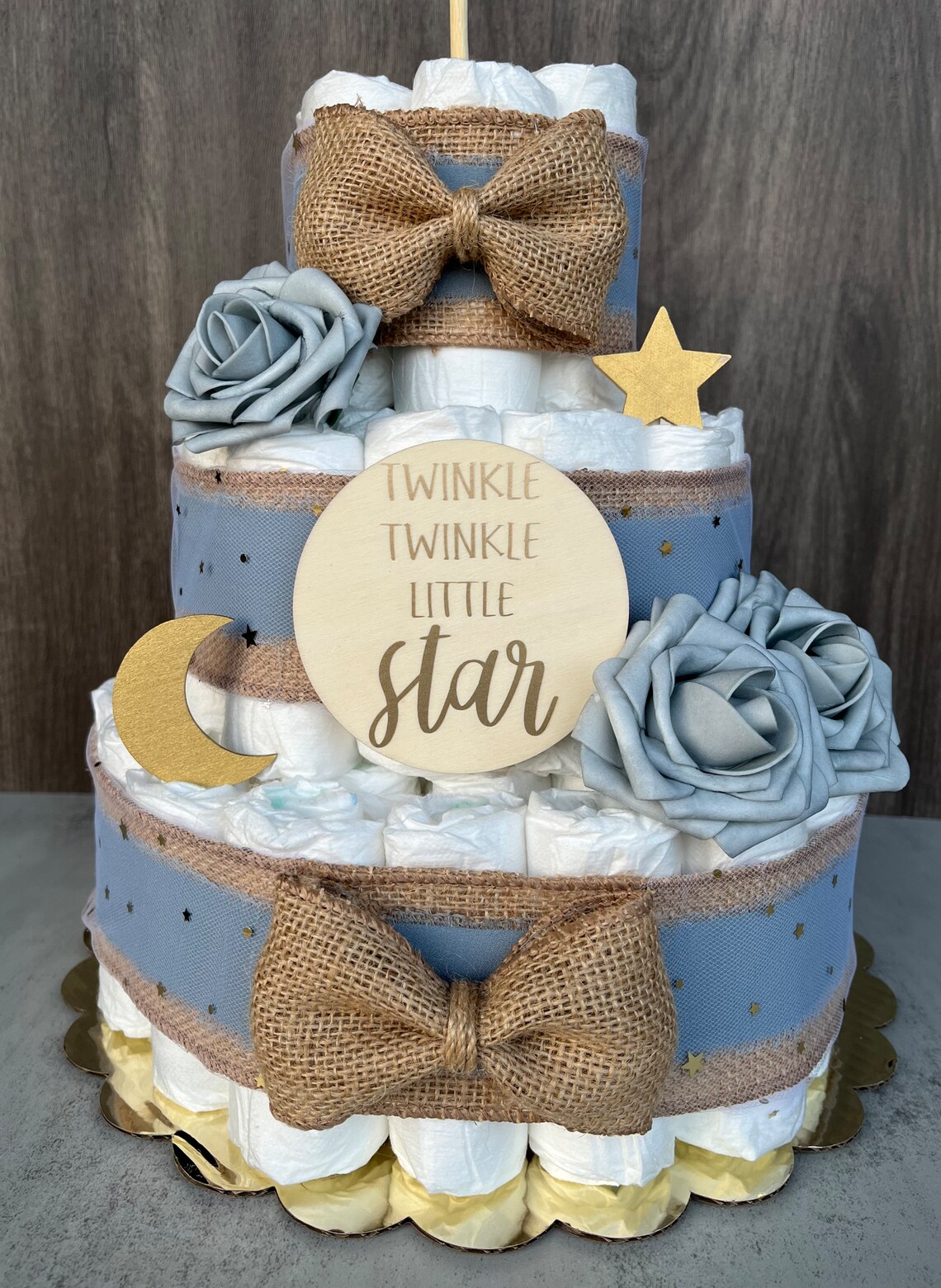 Moon and Stars Diaper Cake Baby Shower Gift Baby Boy Gift Baby - Etsy