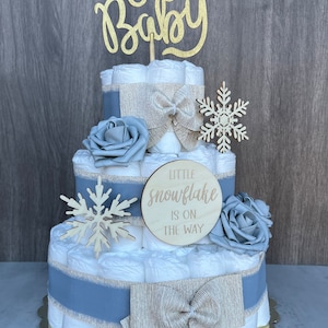 Little Snowflake Diaper Cake Baby Shower Gift Baby Boy Gift Baby Shower ...