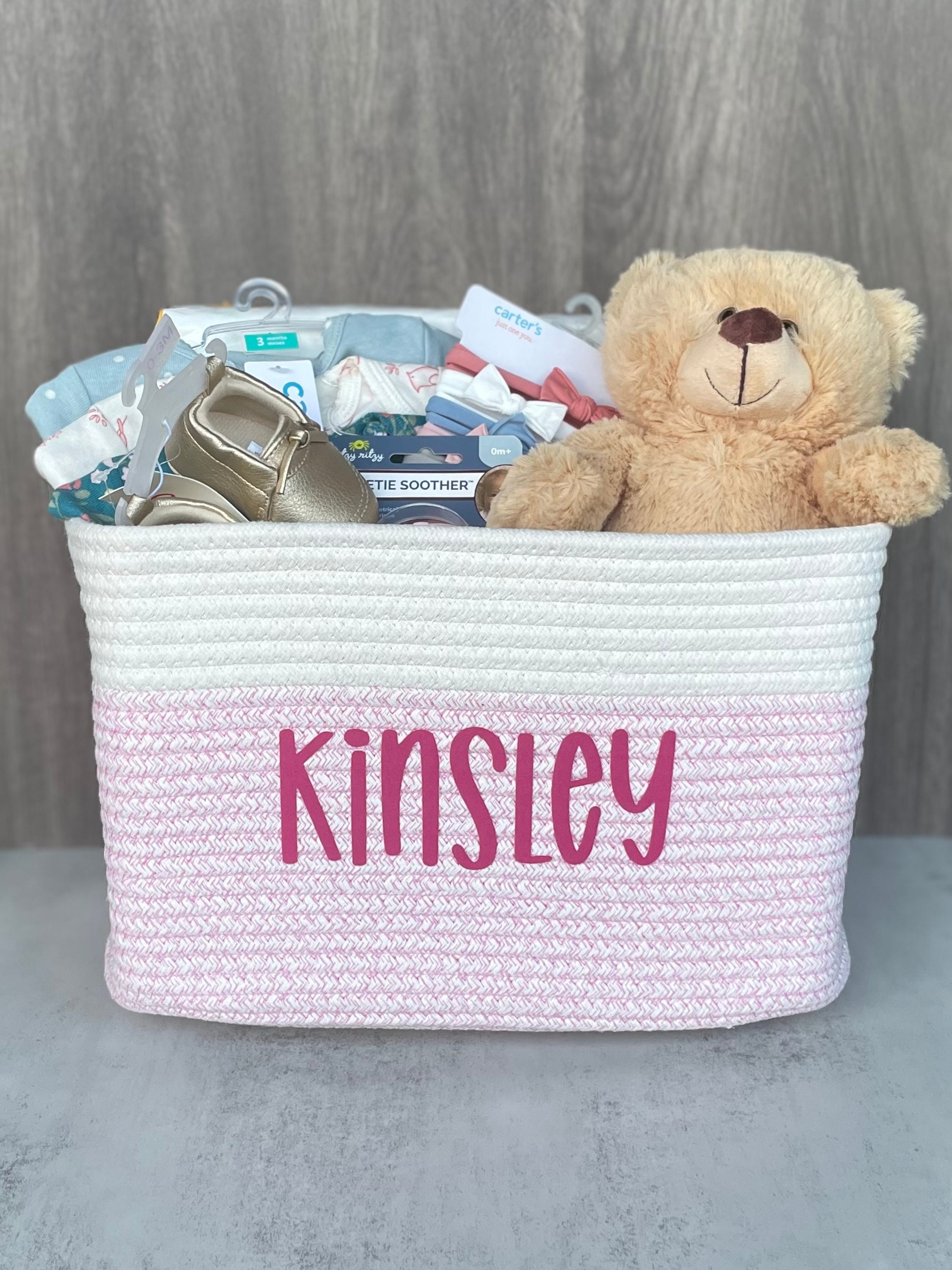 Personalized Basket Baby Shower Basket Custom Name Basket Custom Gift ...