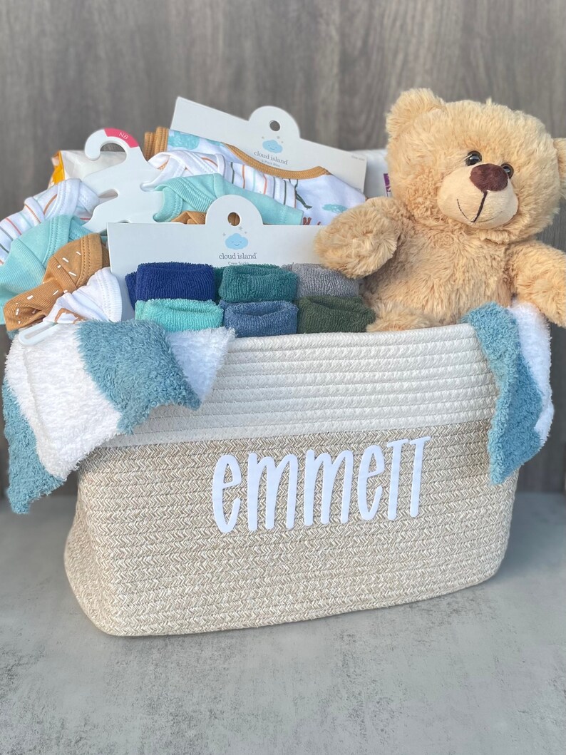 Personalized Basket Baby Shower Basket Custom Name Basket Custom Gift ...