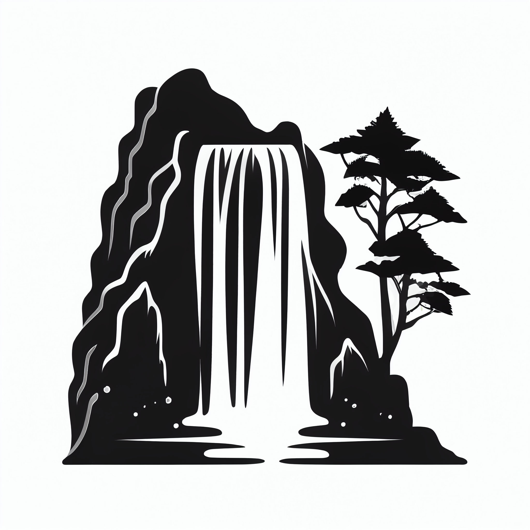 Waterfalls Clipart Black And White