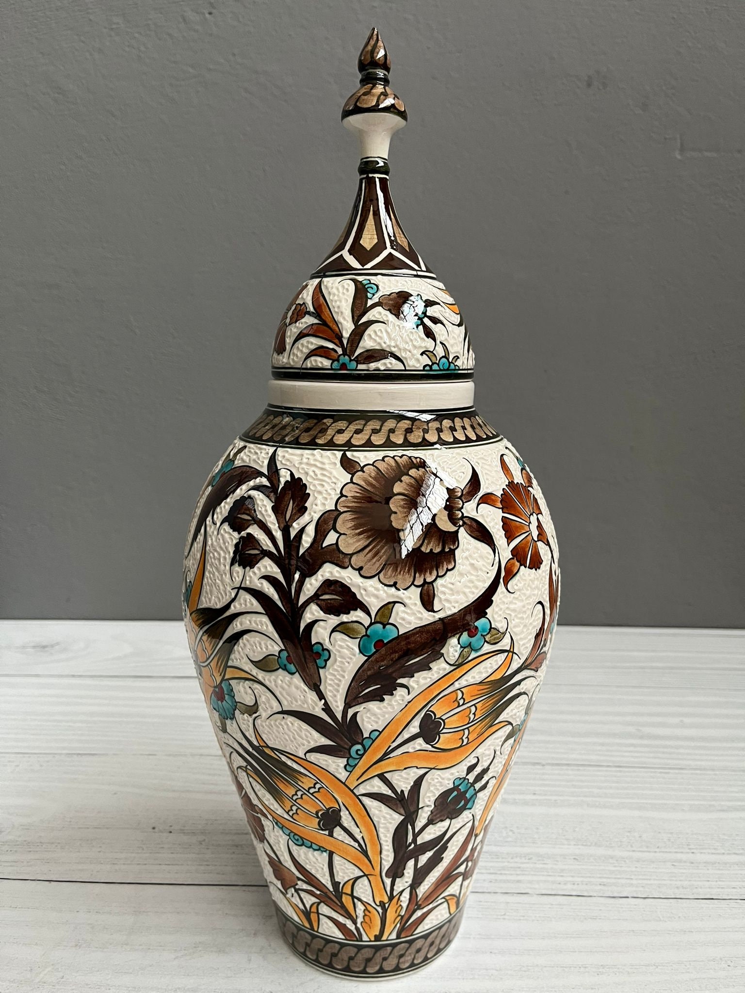 Decorative Hand Painted Ceramic Pottery Vase, Turkiye Vase, Handmade ...