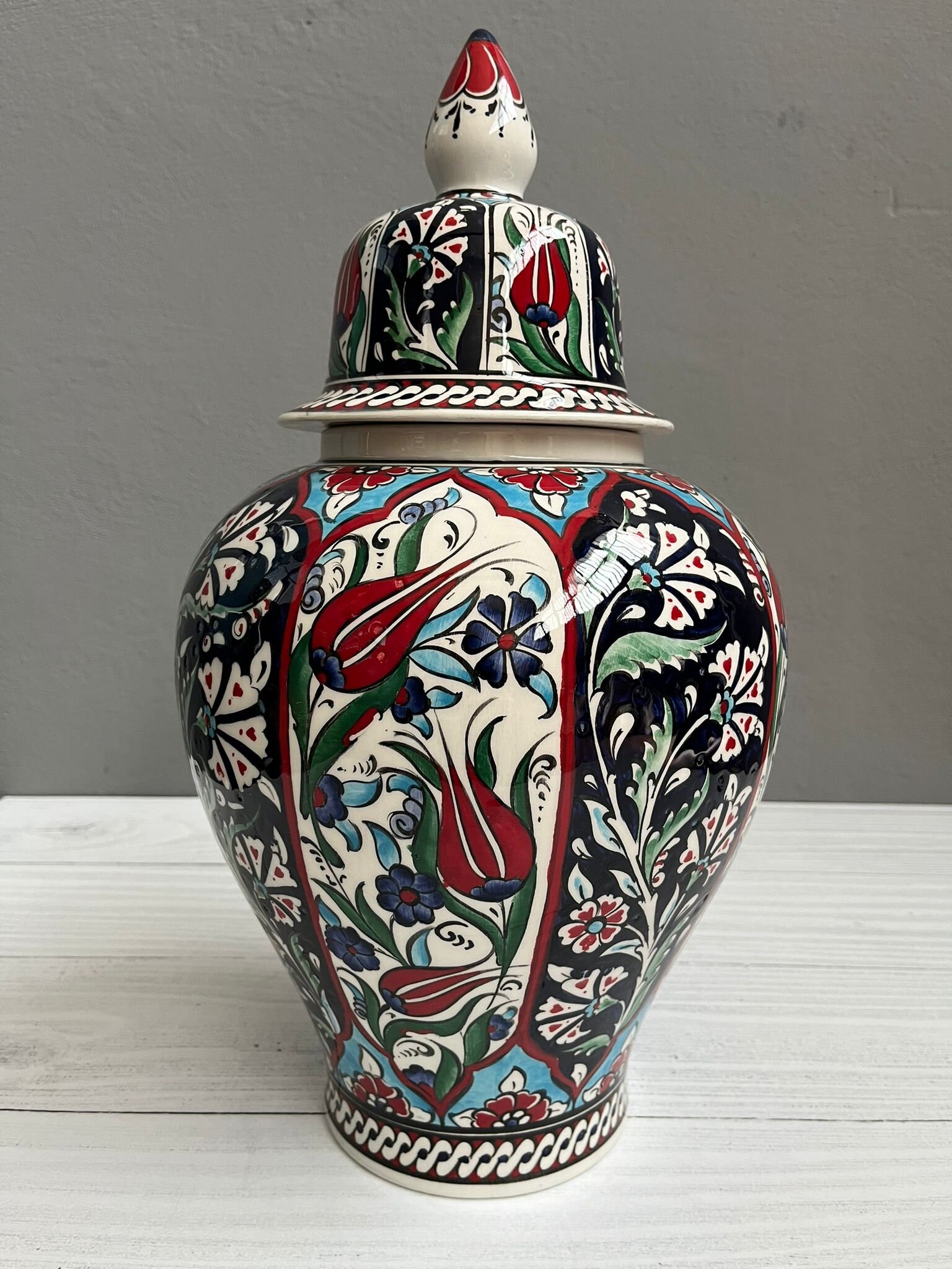Decorative Hand Painted Ceramic Pottery Vase, Turkiye Vase, Handmade ...