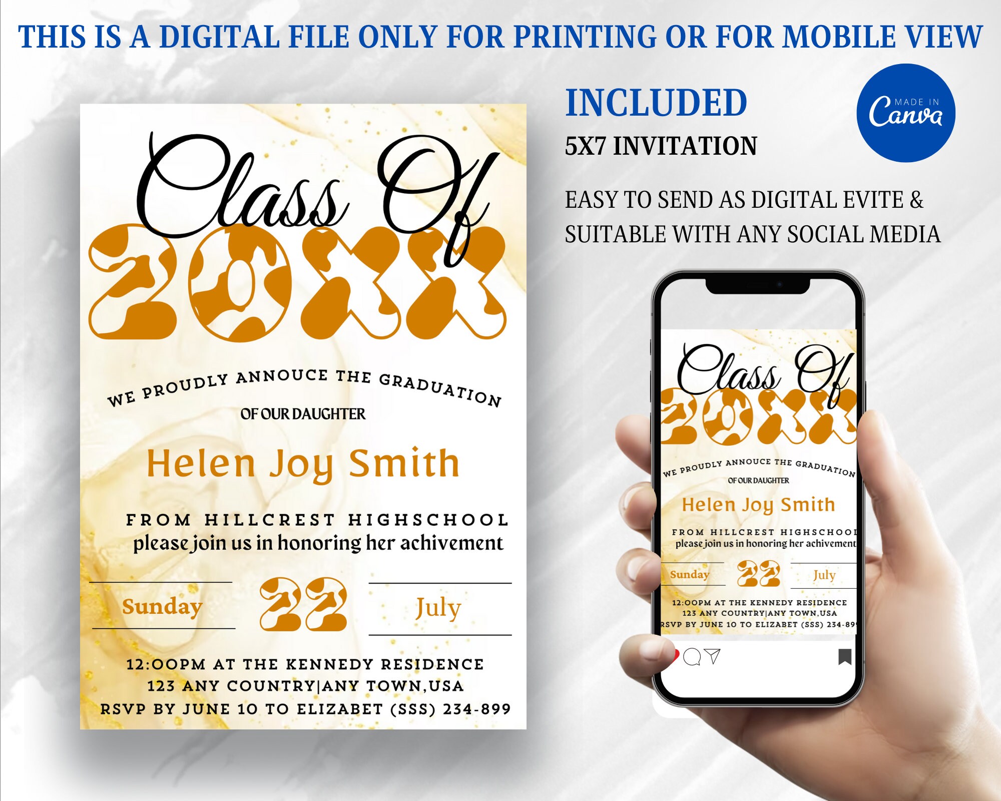 Editable Cowgirl Graduation Party Invitation Template, Last Rodeo ...