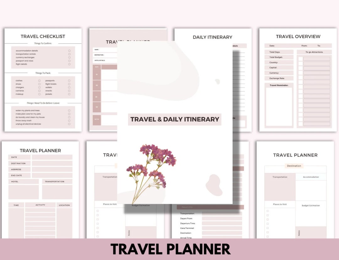 Travel & Itinerary Journal, Printable Travel Journal, Trip Planner ...