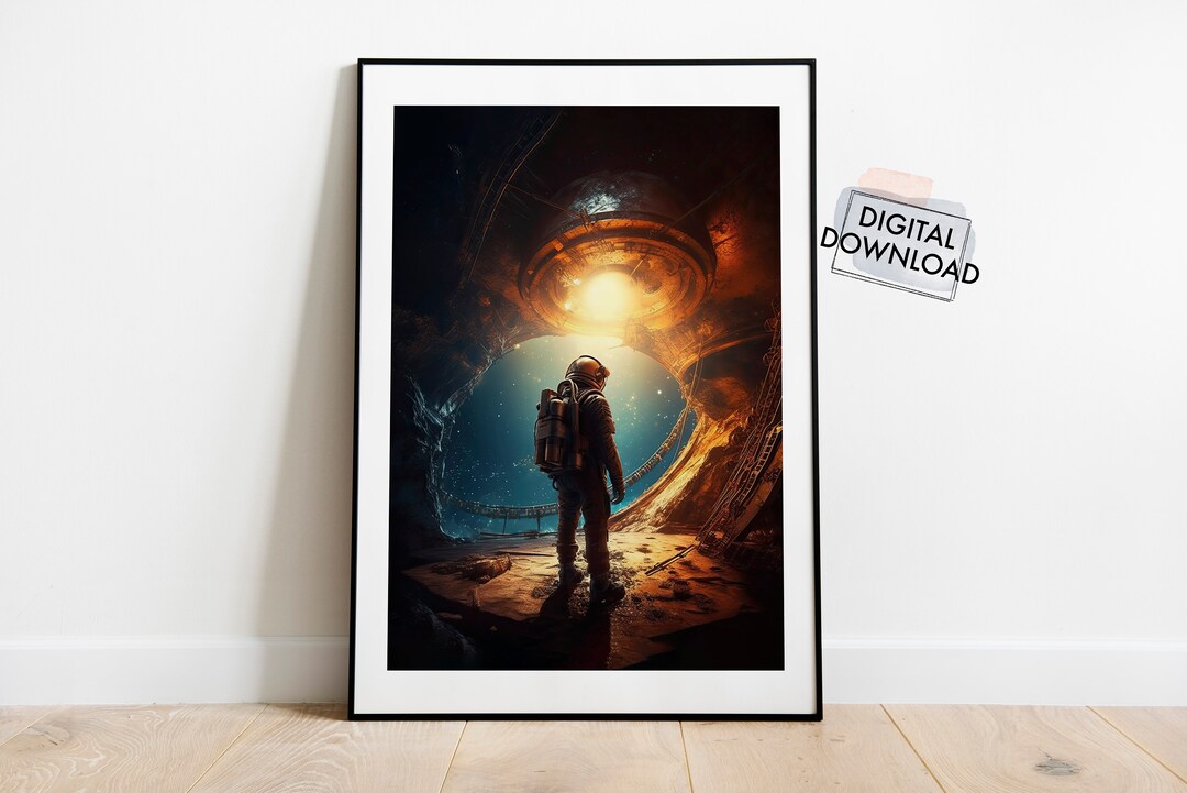 Scifi Astronaut Poster Dystopian Print Retro Science Fiction Vintage ...