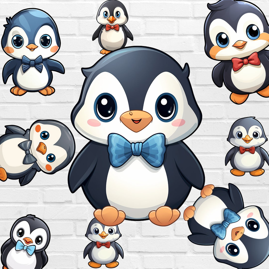 A Penguin Wearing a Bowtie Penguin Elegance: 100 Bowtie-clad - Etsy