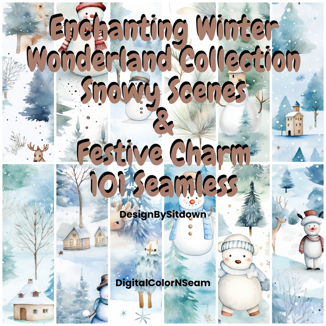 Snowy Scenes Enchanting Snowy Scenes Seamless Winter - Etsy
