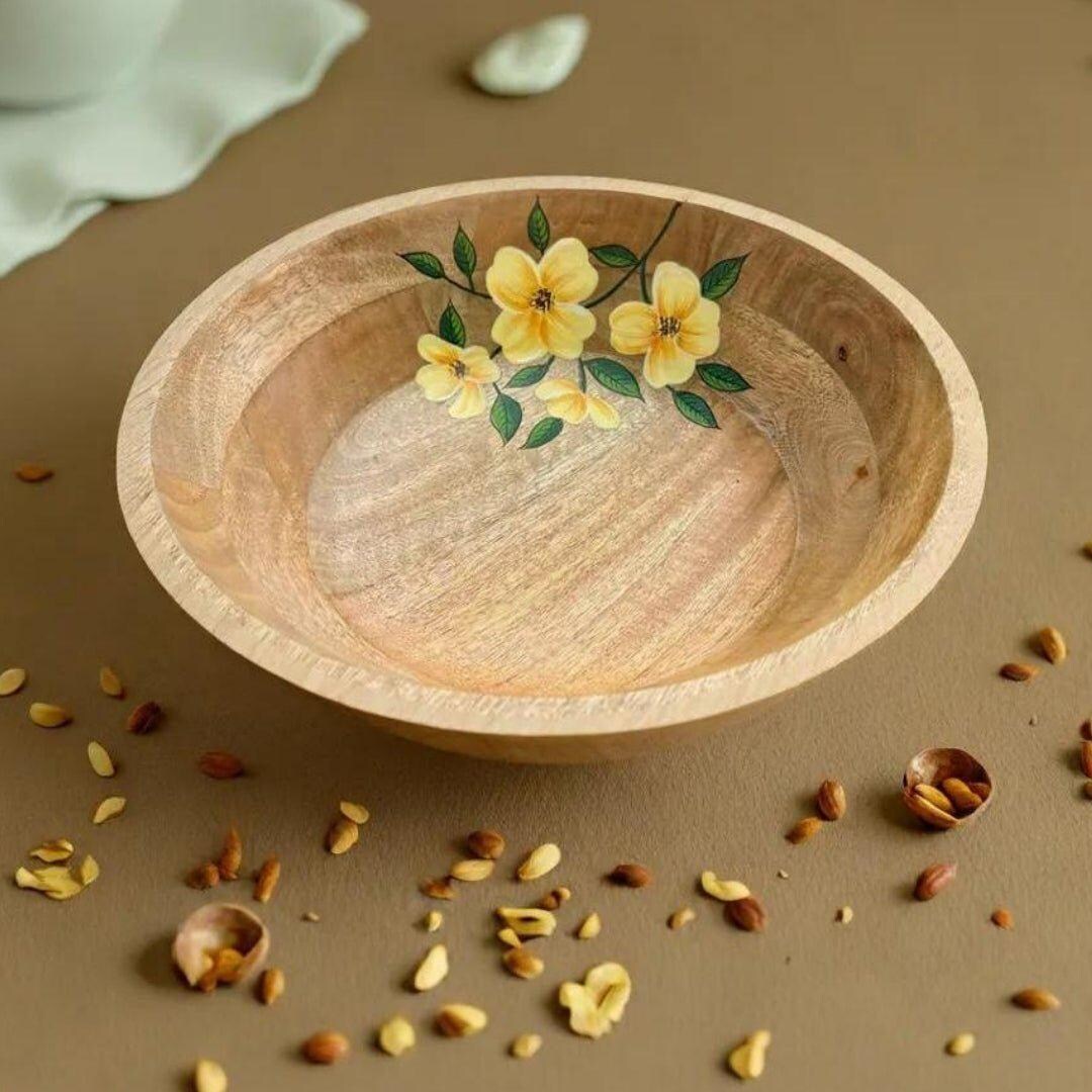 Hand Painted Sheesham Wooden Bowls | Handcrafted Salad Bowl or Fruit ...