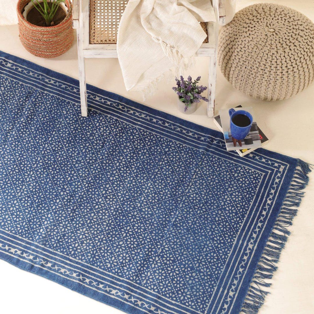 Artisanal Rugs for Living Room | Handprinted Floor Rug for Bedroom ...